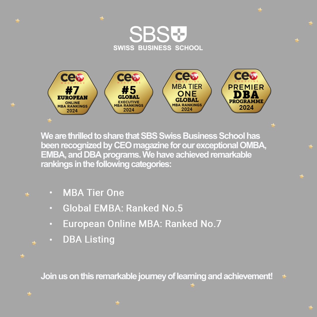 CEO Magazine’s 2024 Global MBA Rankings - SBS Swiss Business School